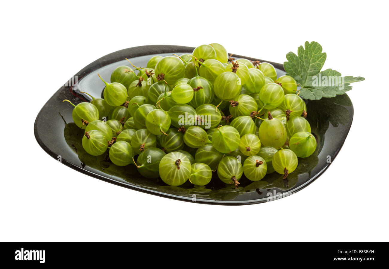 Gooseberry in the bowl isolated on white Stock Photo - Alamy