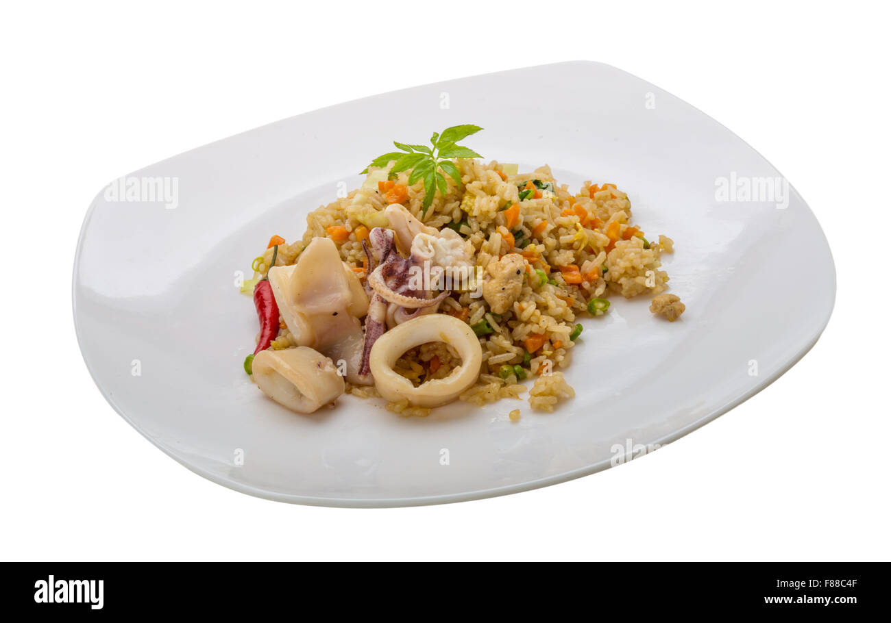 Fried rice with calamari - asian food Stock Photo - Alamy