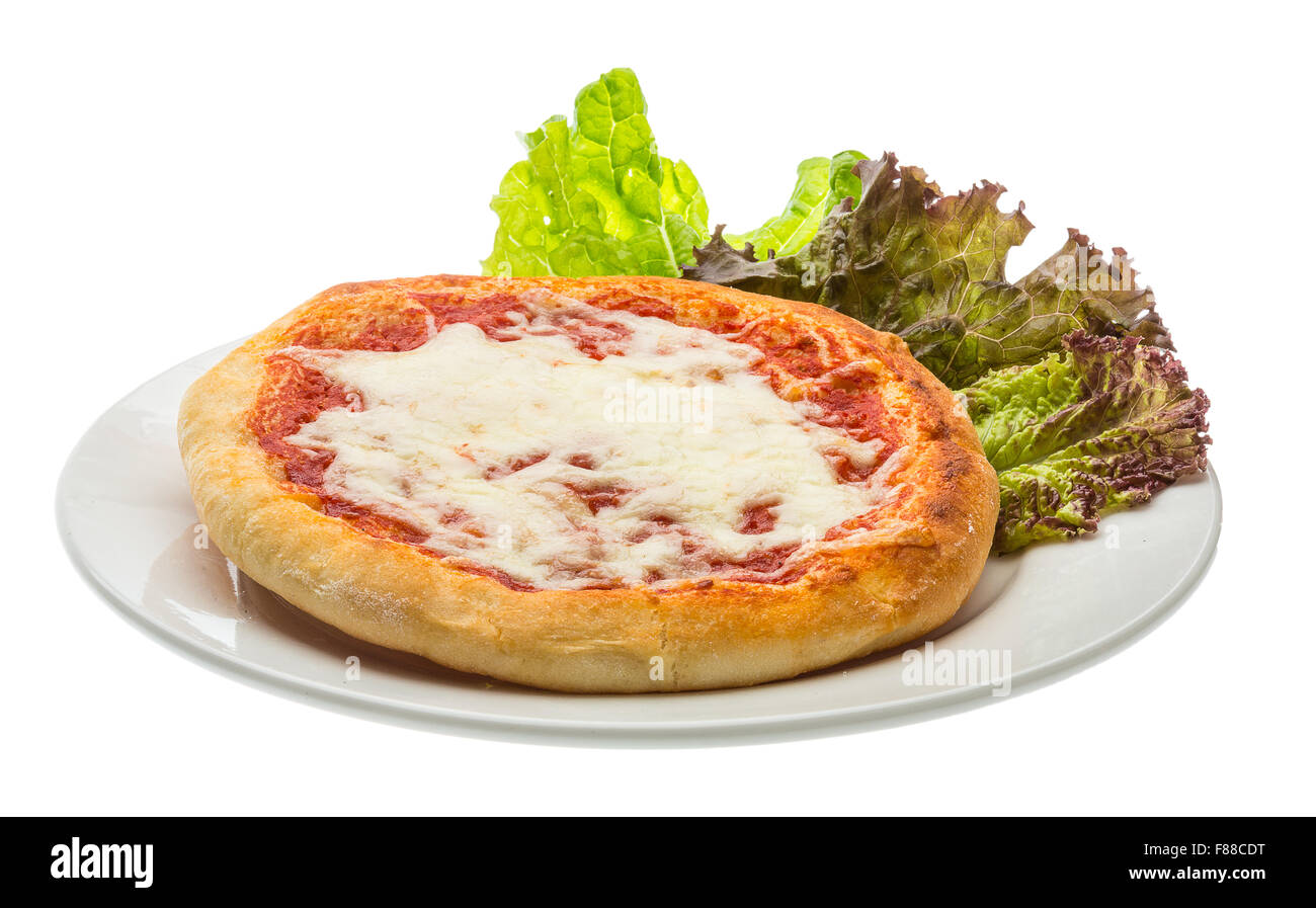 Round pizza with tomato and cheese Stock Photo - Alamy