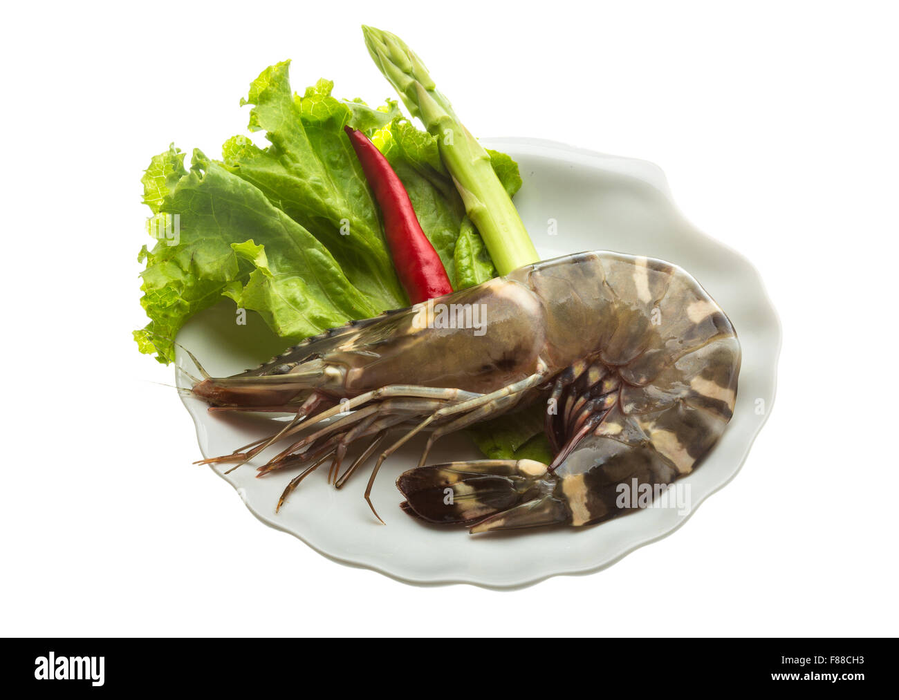 Raw Tiger prawn ready for cooking Stock Photo - Alamy