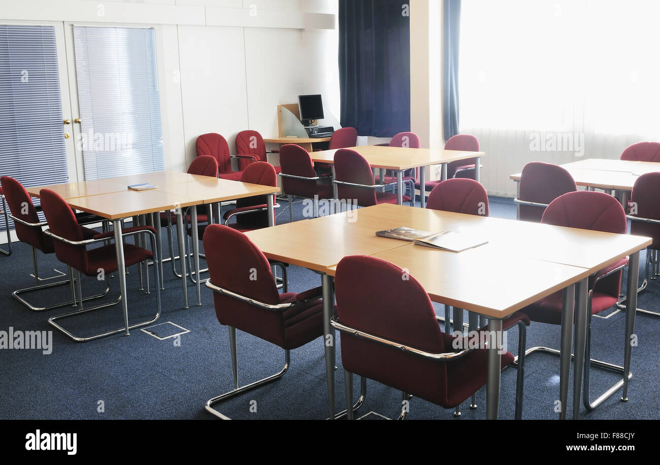 video conference room with chairs and big board projector canvas and ...