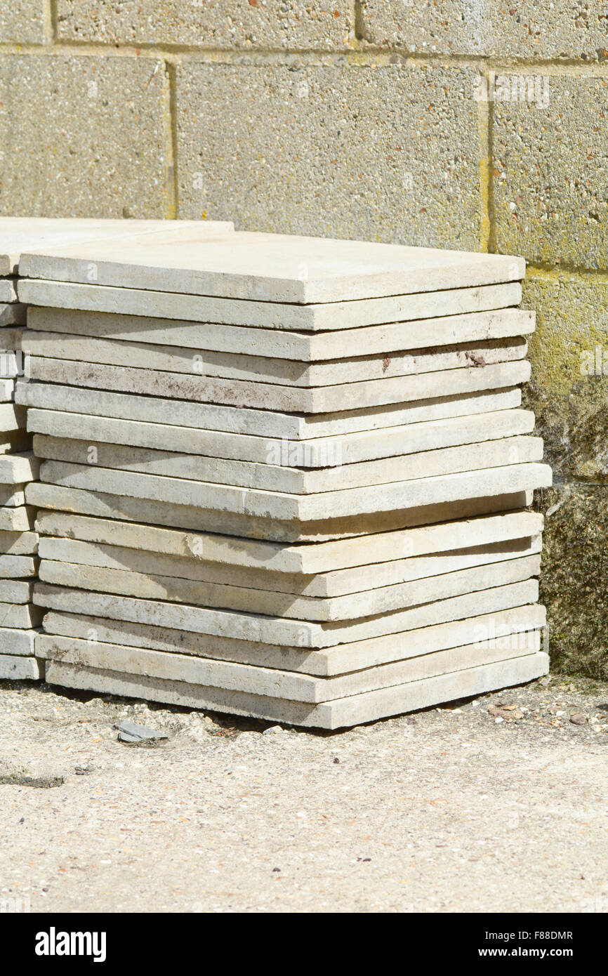 Stack of concrete paving slabs Stock Photo - Alamy