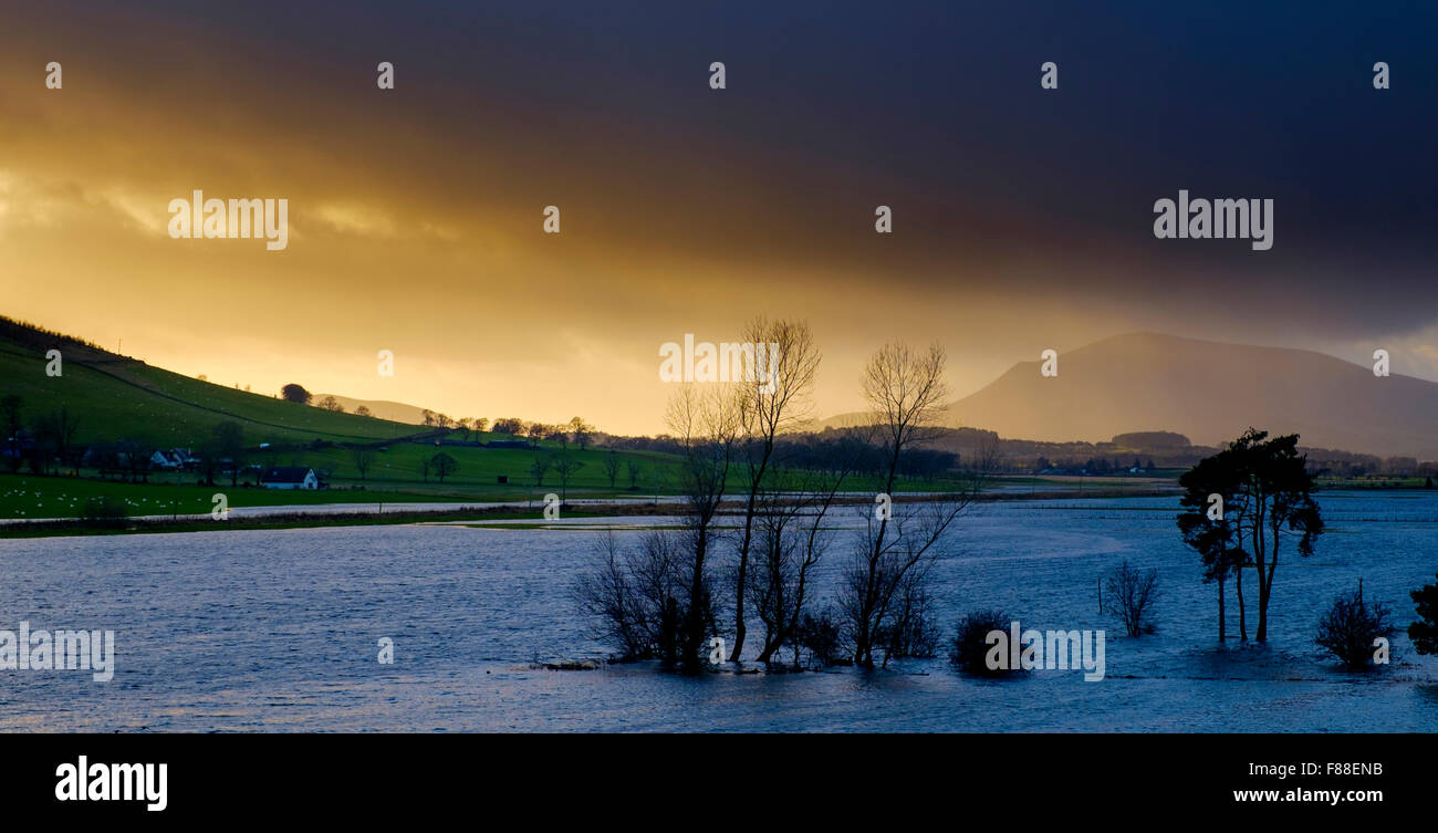 The Biggar Water in flood in South Lanarkshire Stock Photo - Alamy