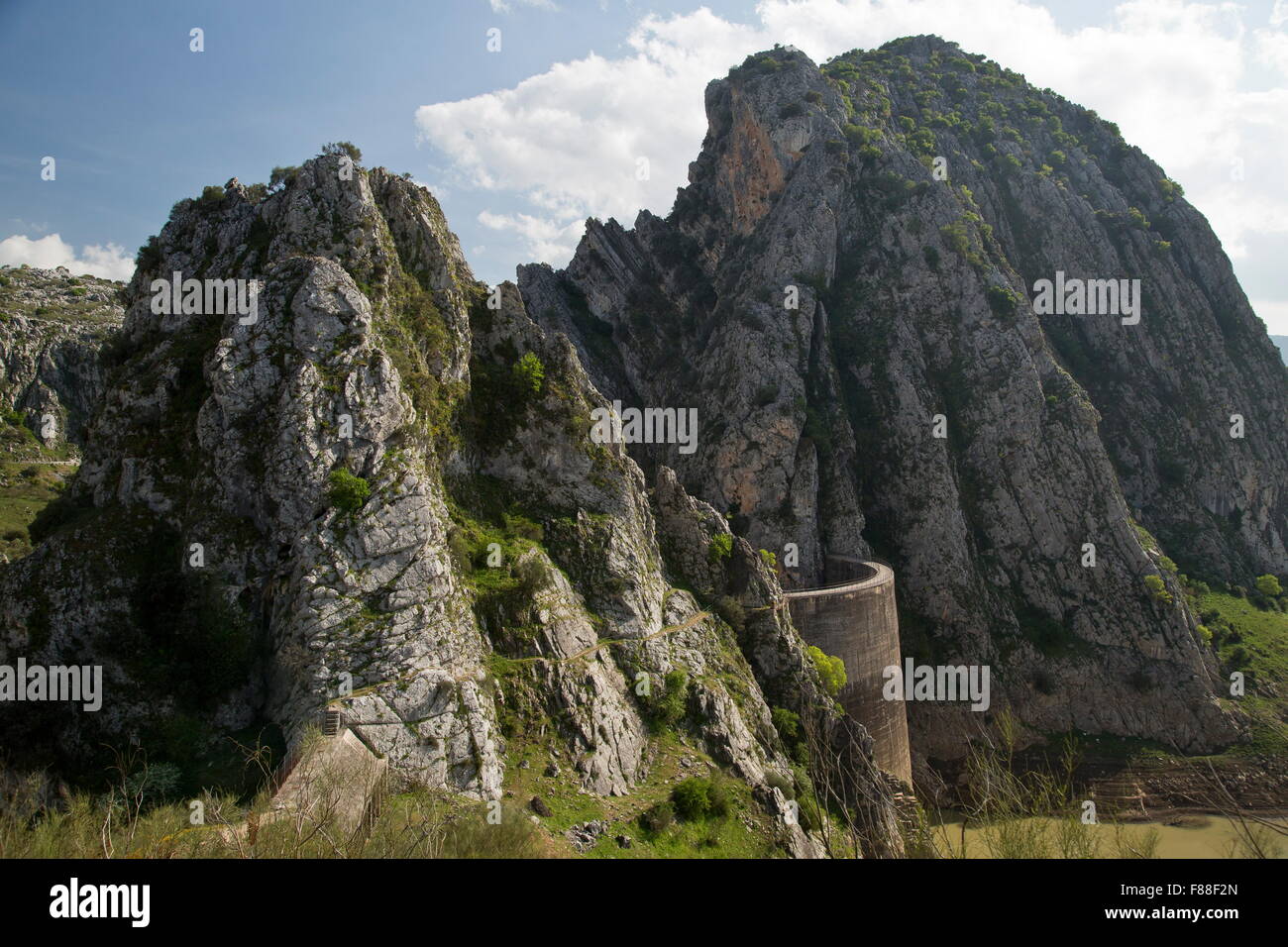 Spectacular limestone scenery around abandoned reservoir above ...