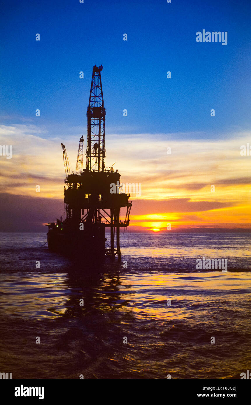 oil drilling platform,sunrise,sunset,Thailand, South East Asia Stock ...