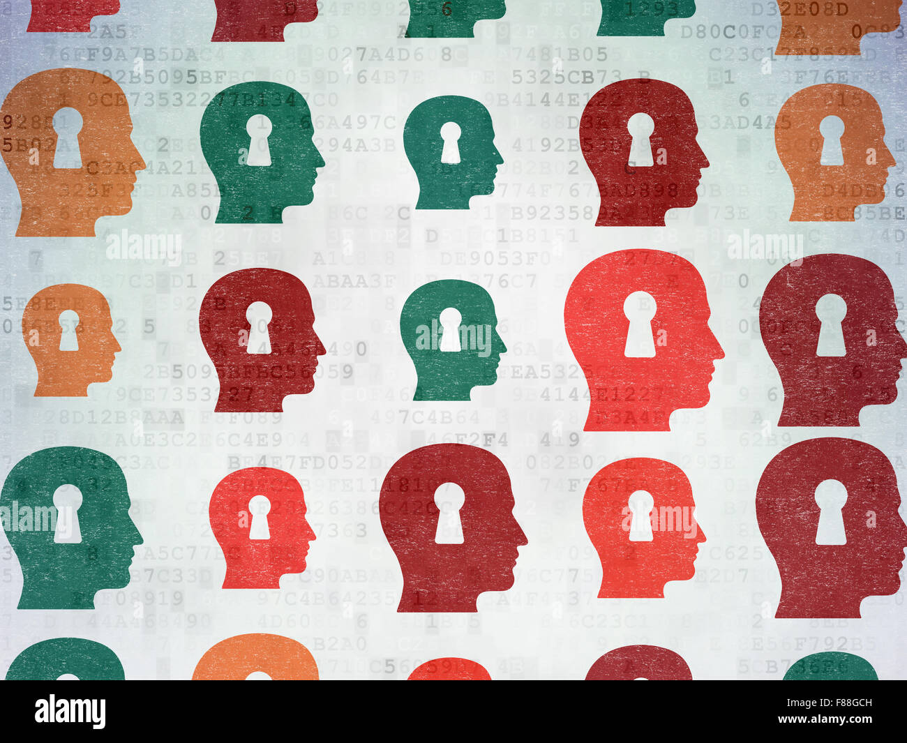 Information concept: Head With Keyhole icons on Digital Paper ...