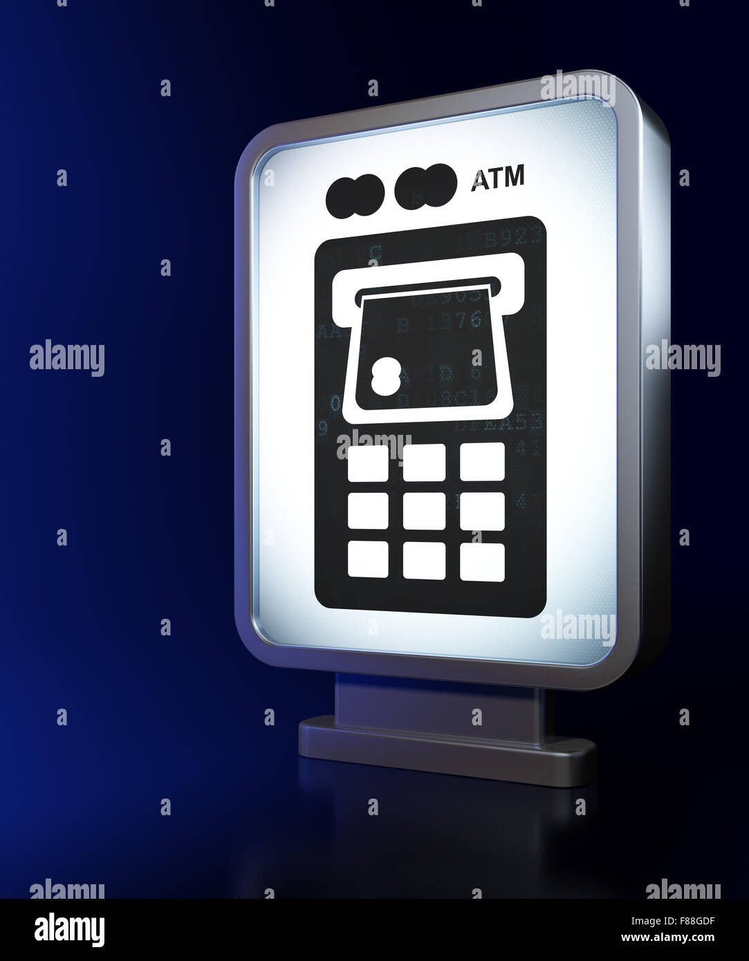 Banking concept: ATM Machine on billboard background Stock Photo - Alamy