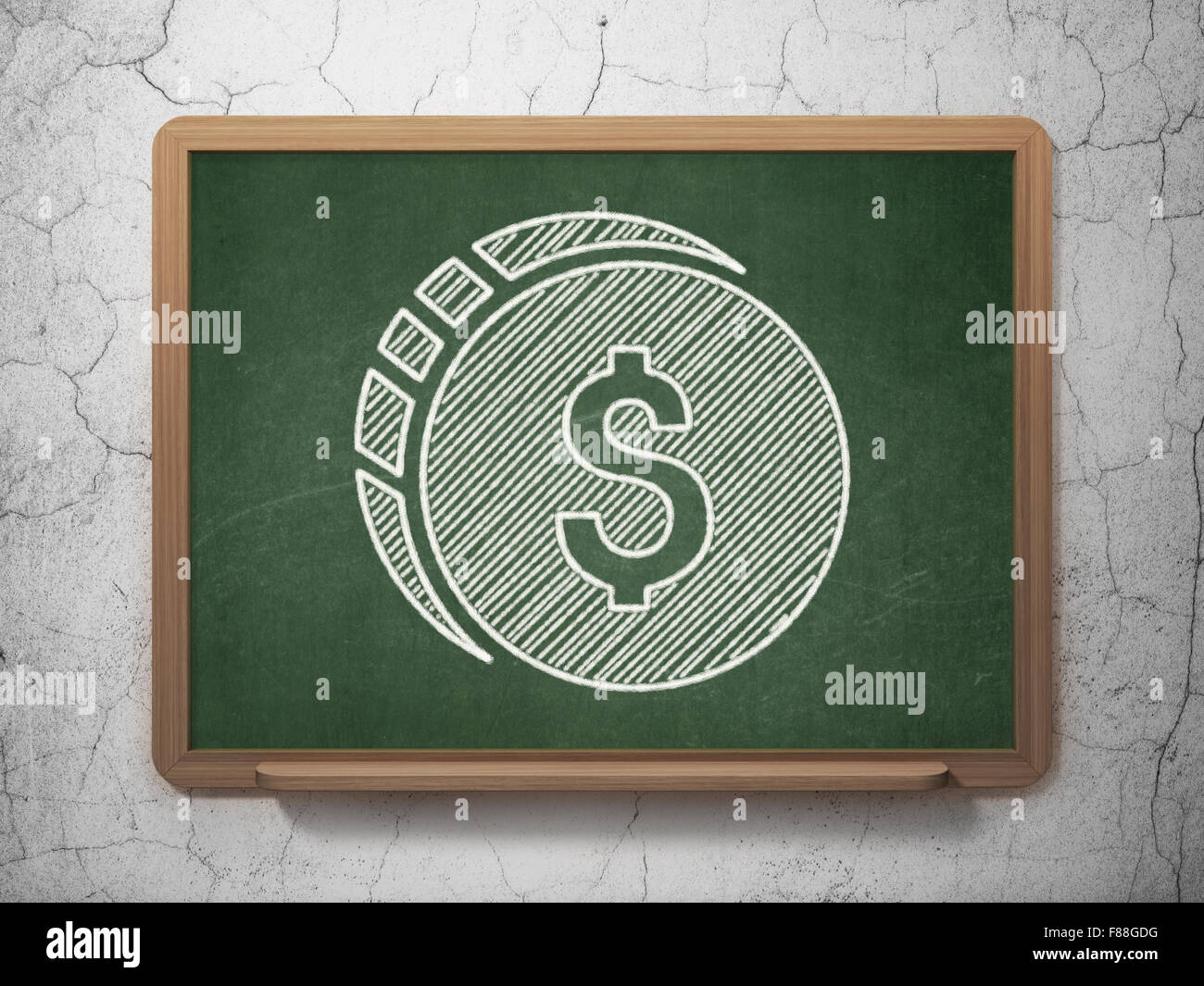 Money concept: Dollar Coin on chalkboard background Stock Photo - Alamy