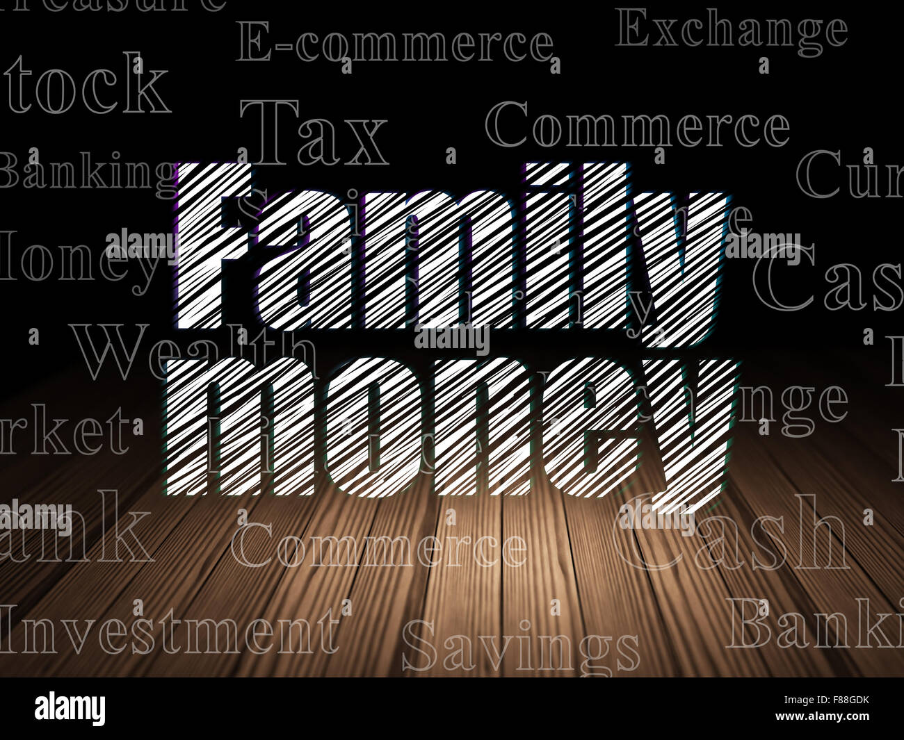 Money concept: Family Money in grunge dark room Stock Photo - Alamy