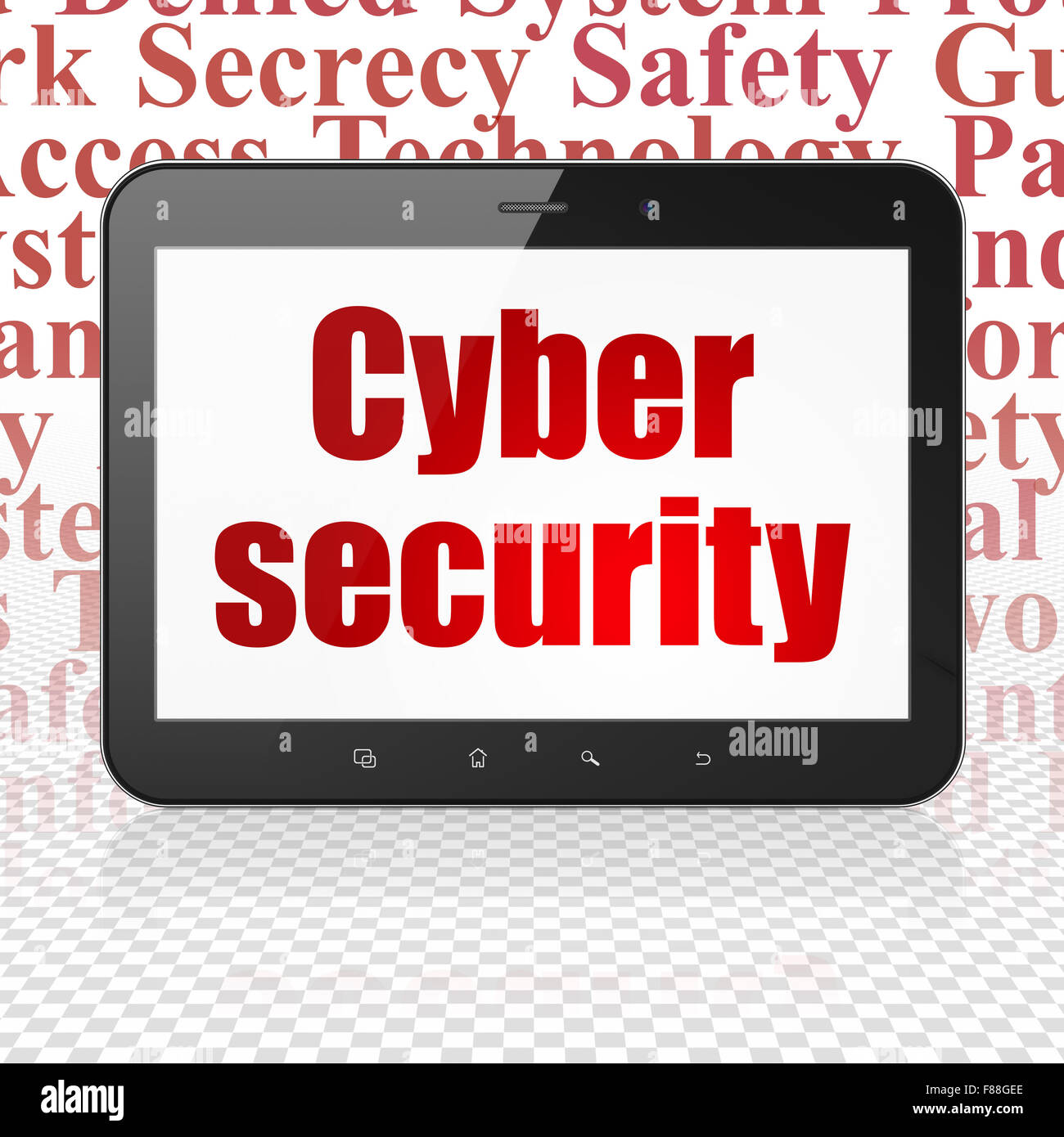 Safety concept: Tablet Computer with Cyber Security on display Stock ...