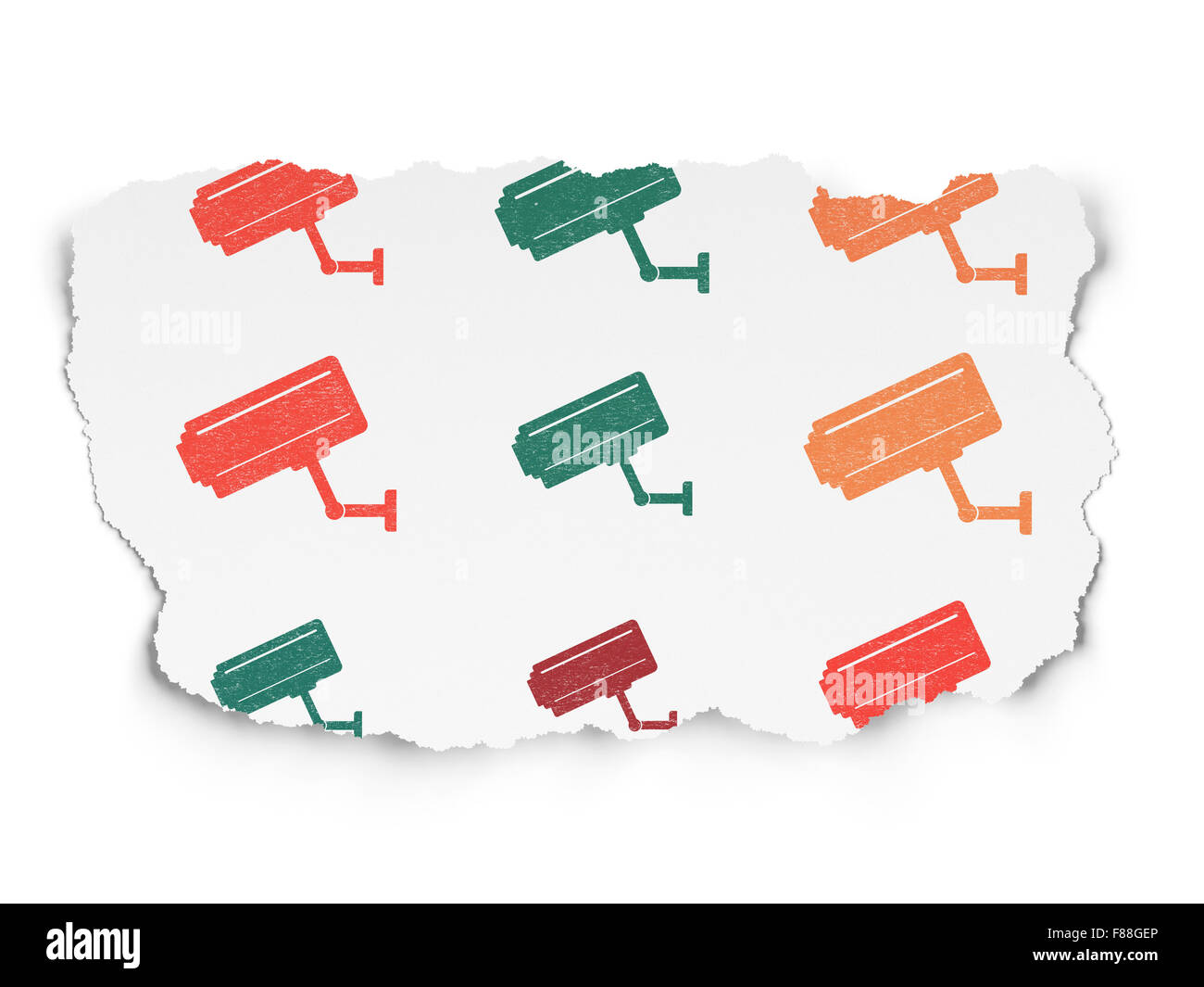 Security concept: Cctv Camera icons on Torn Paper background Stock ...