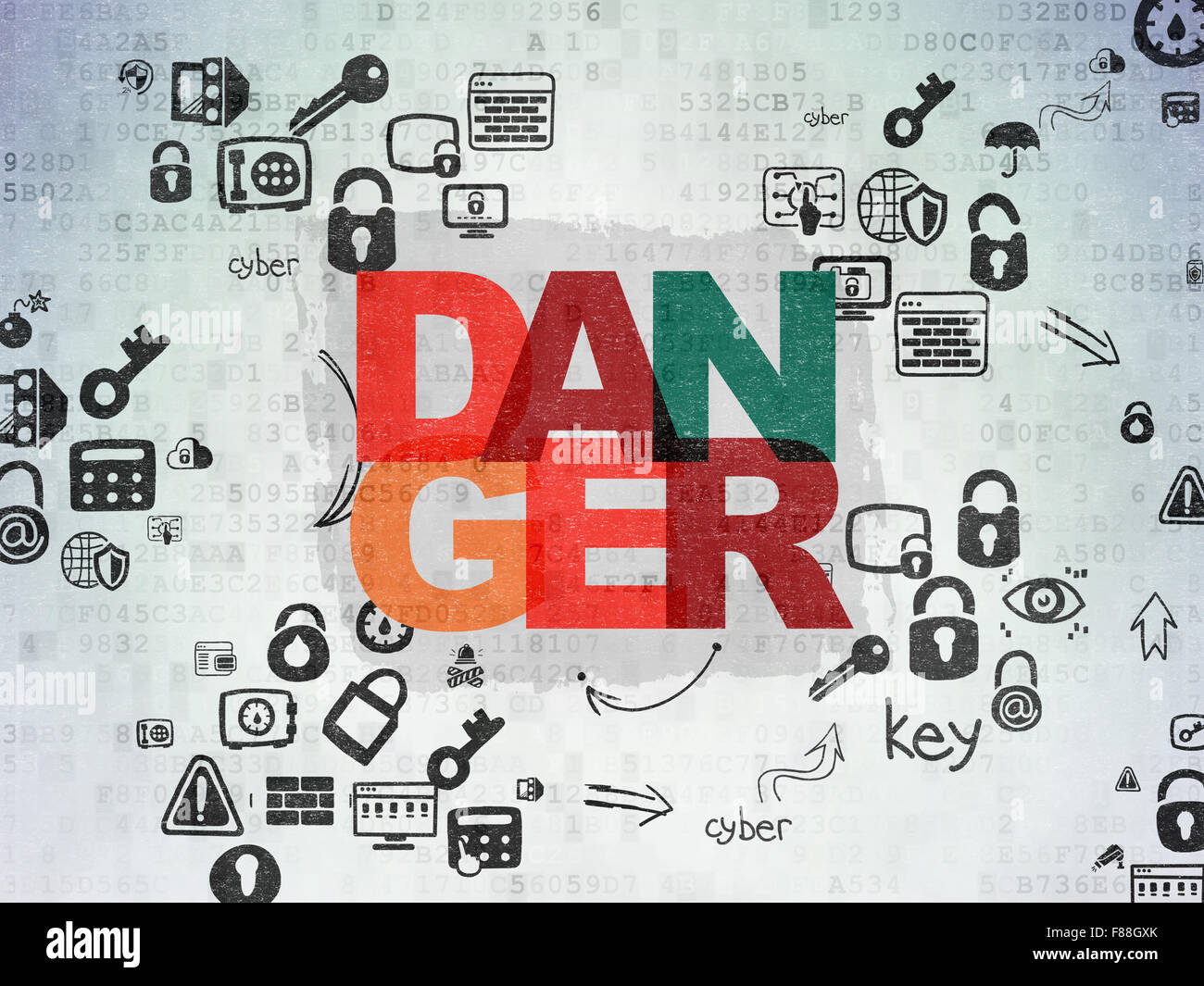 Security concept: Danger on Digital Paper background Stock Photo - Alamy