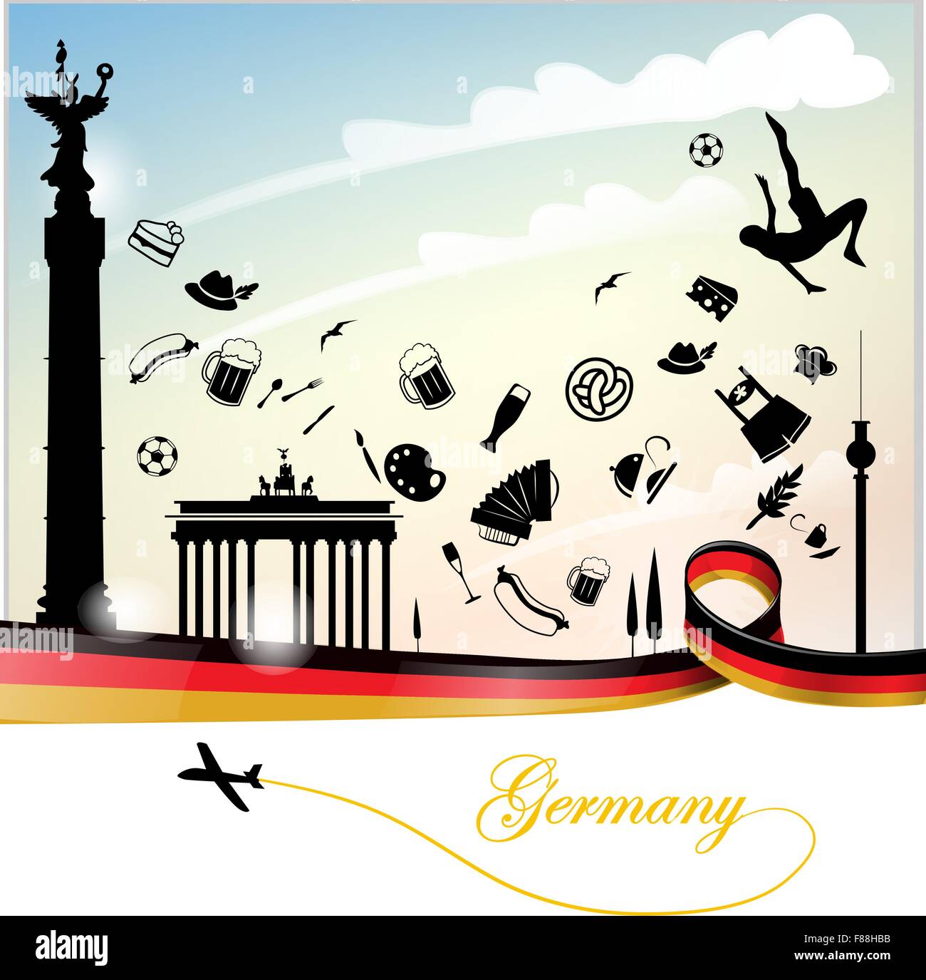 Germany background with flag and symbol set Stock Vector Image & Art ...