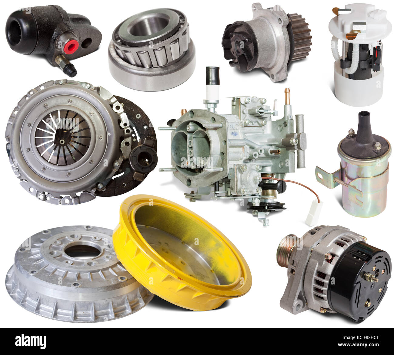 Set of automotive spare parts. Isolated on white background Stock Photo ...