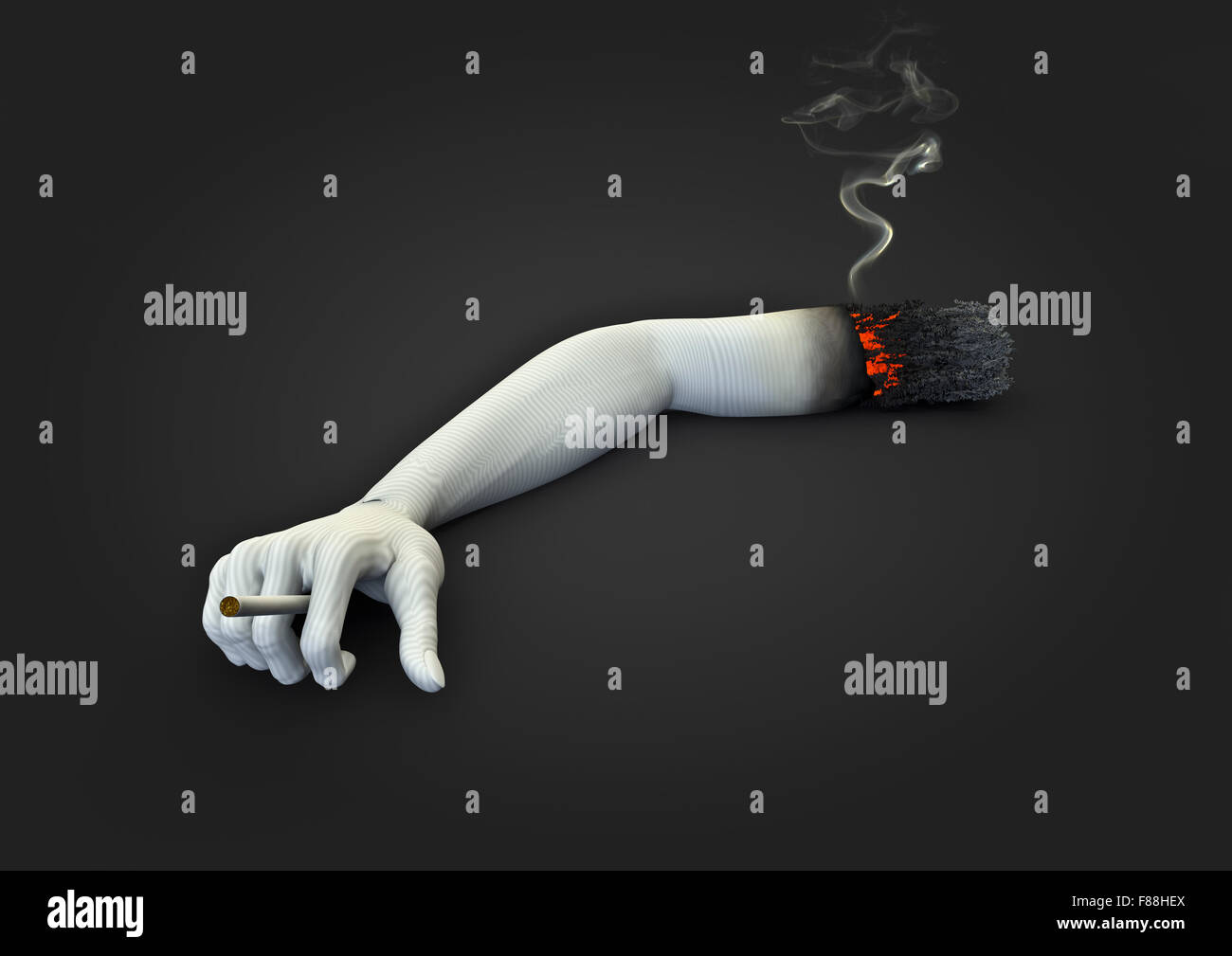 Cigarette arm / 3D render of smokers arm as cigarette Stock Photo - Alamy