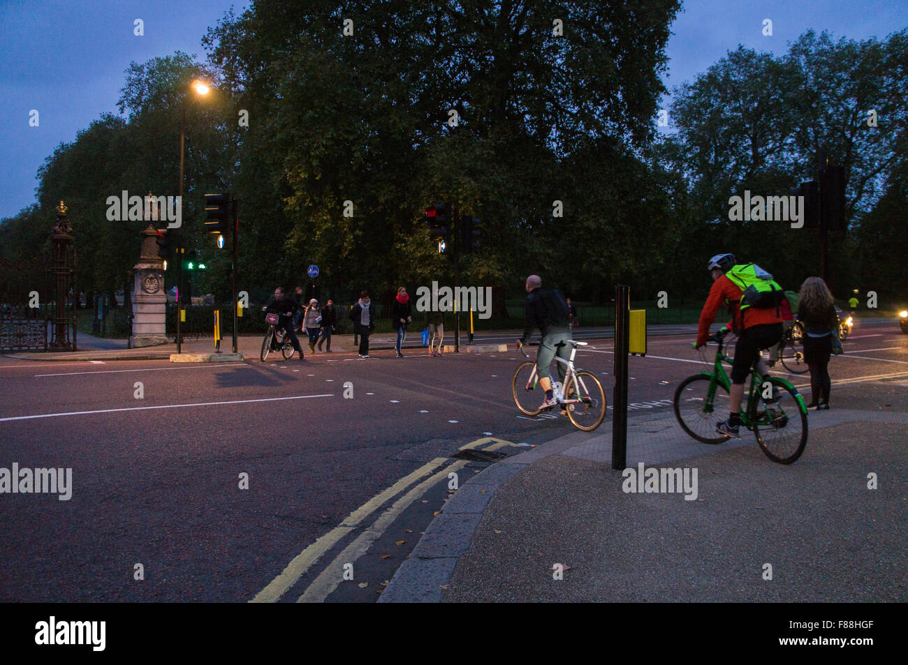pedestrian crossing, traffic green light, cyclist Stock Photo - Alamy