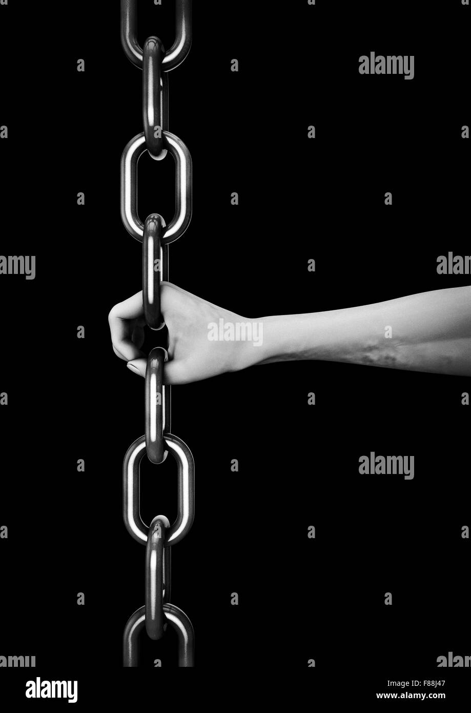 Hand chain link connection / 3D render of hand as link in chain Stock ...