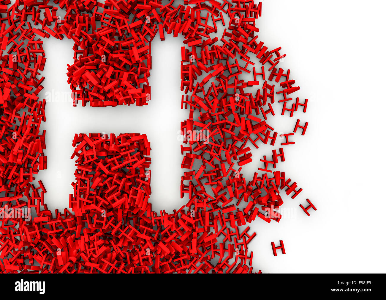 Void alphabet 3D / Letter shaped hole formed by thousands of smaller ...