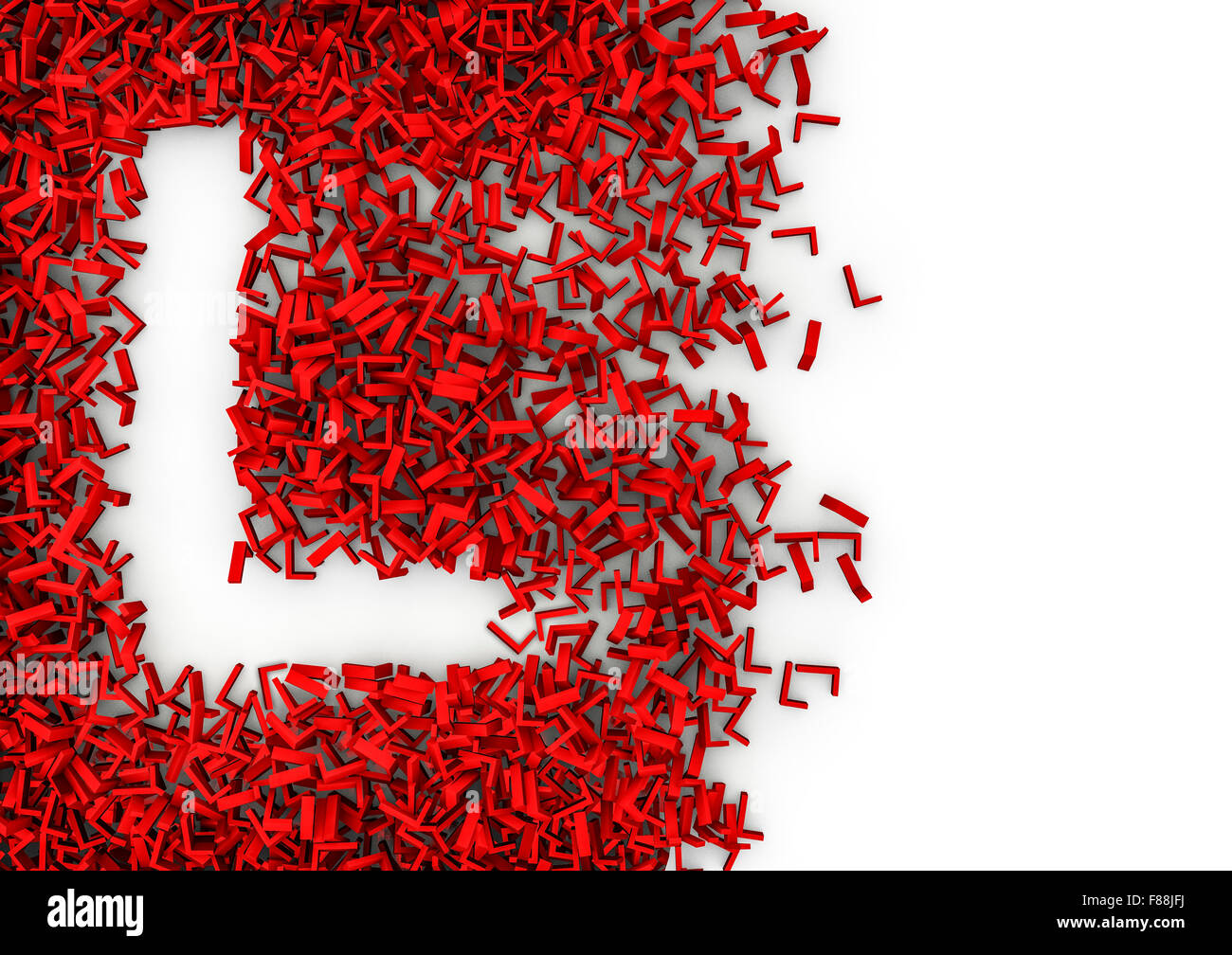 Void alphabet 3D / Letter shaped hole formed by thousands of smaller ...