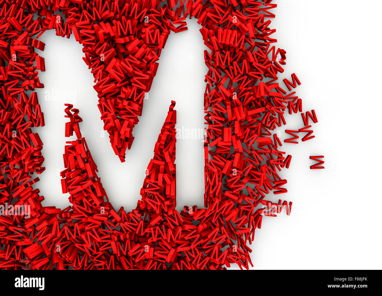 Void alphabet 3D / Letter shaped hole formed by thousands of smaller ...