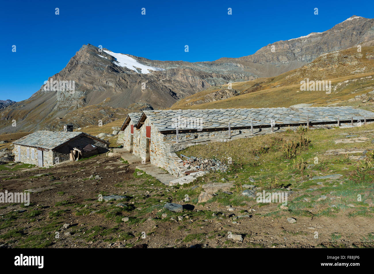 Italy, Piedmont, Turin district, Nivolet pass, cattle-sheds Stock Photo ...