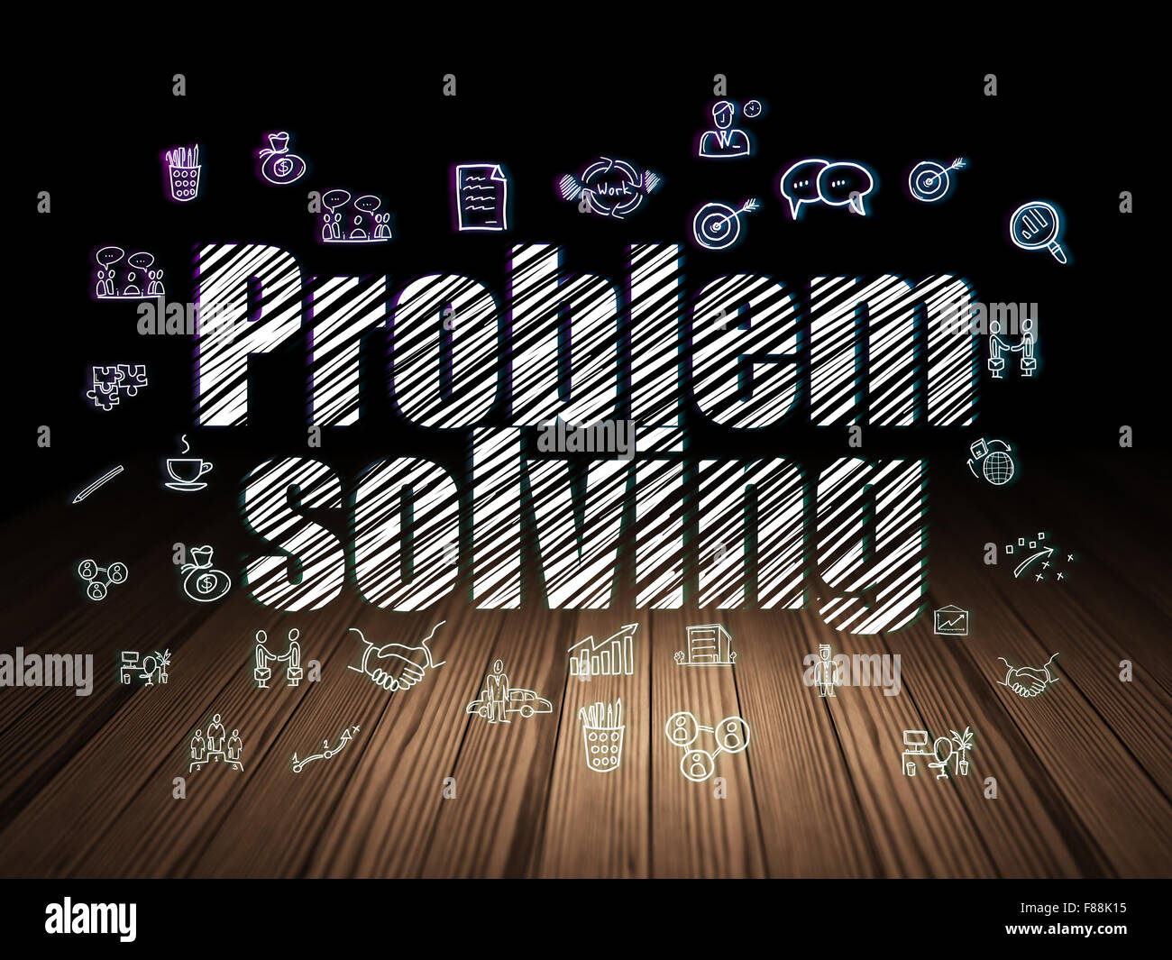 Business concept: Problem Solving in grunge dark room Stock Photo - Alamy