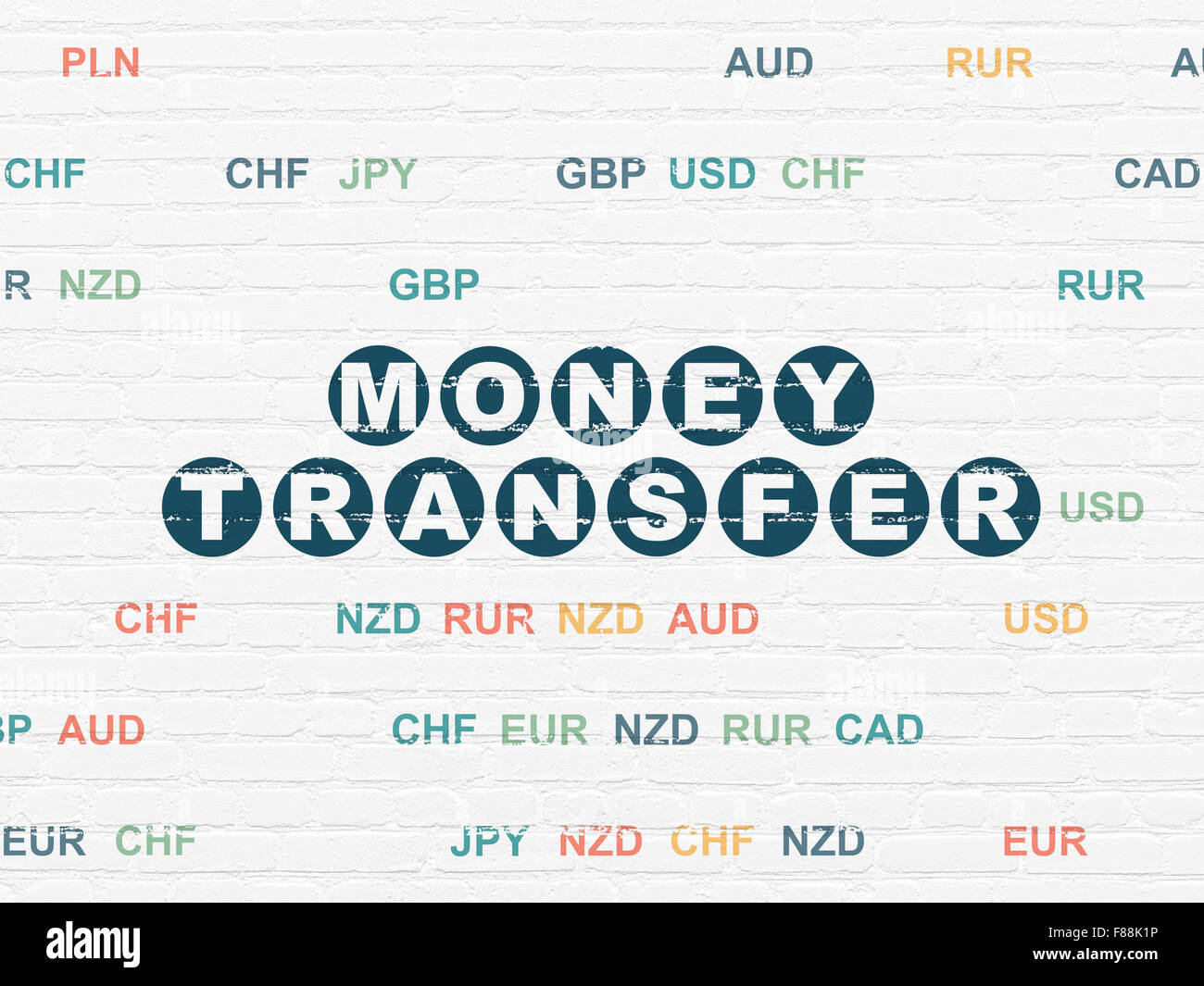 Finance concept: Money Transfer on wall background Stock Photo - Alamy