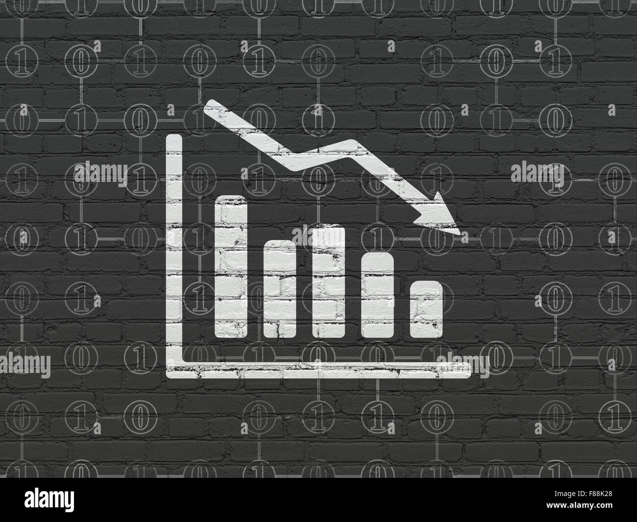 Finance concept: Decline Graph on wall background Stock Photo - Alamy
