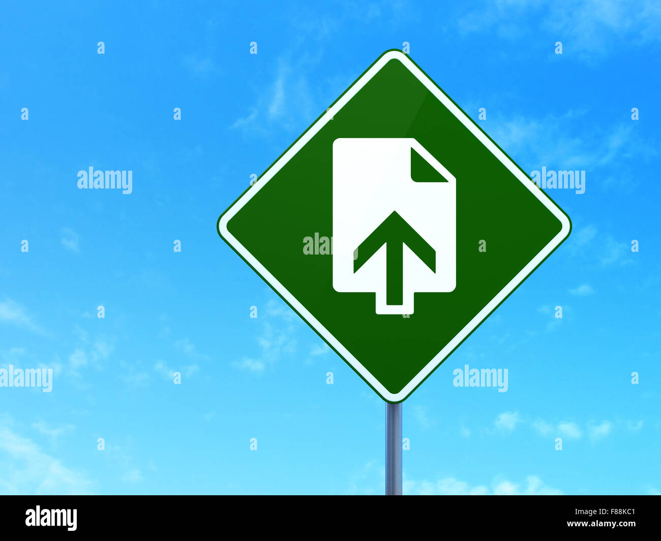 Web design concept: Upload on road sign background Stock Photo - Alamy