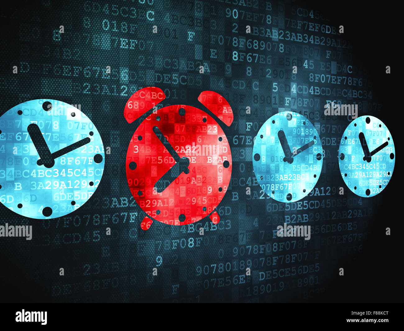 Time concept: Alarm Clock on digital background Stock Photo - Alamy