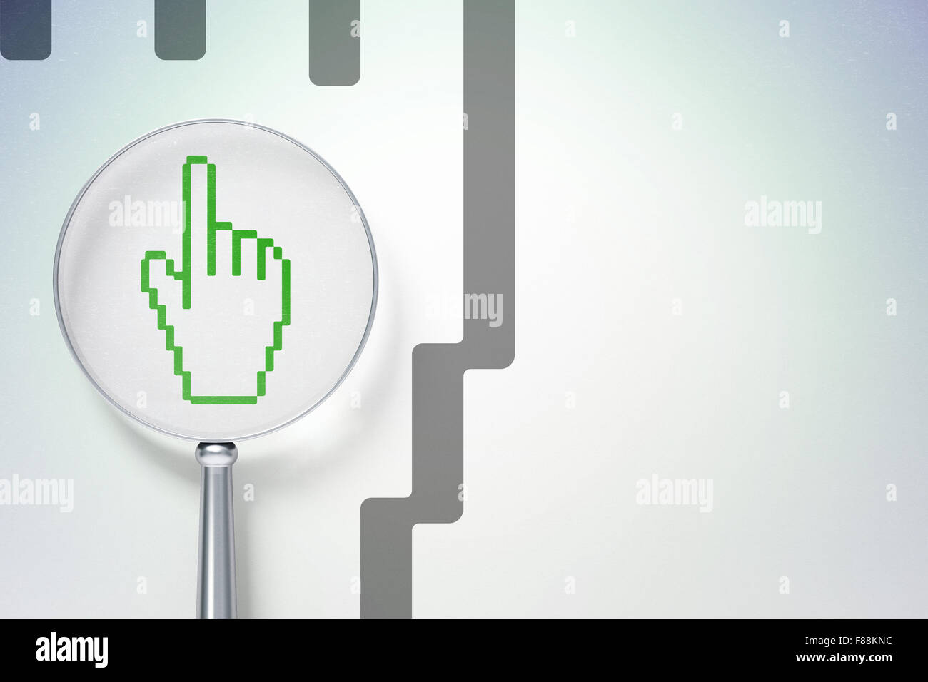 Marketing concept: Mouse Cursor with optical glass on digital ...