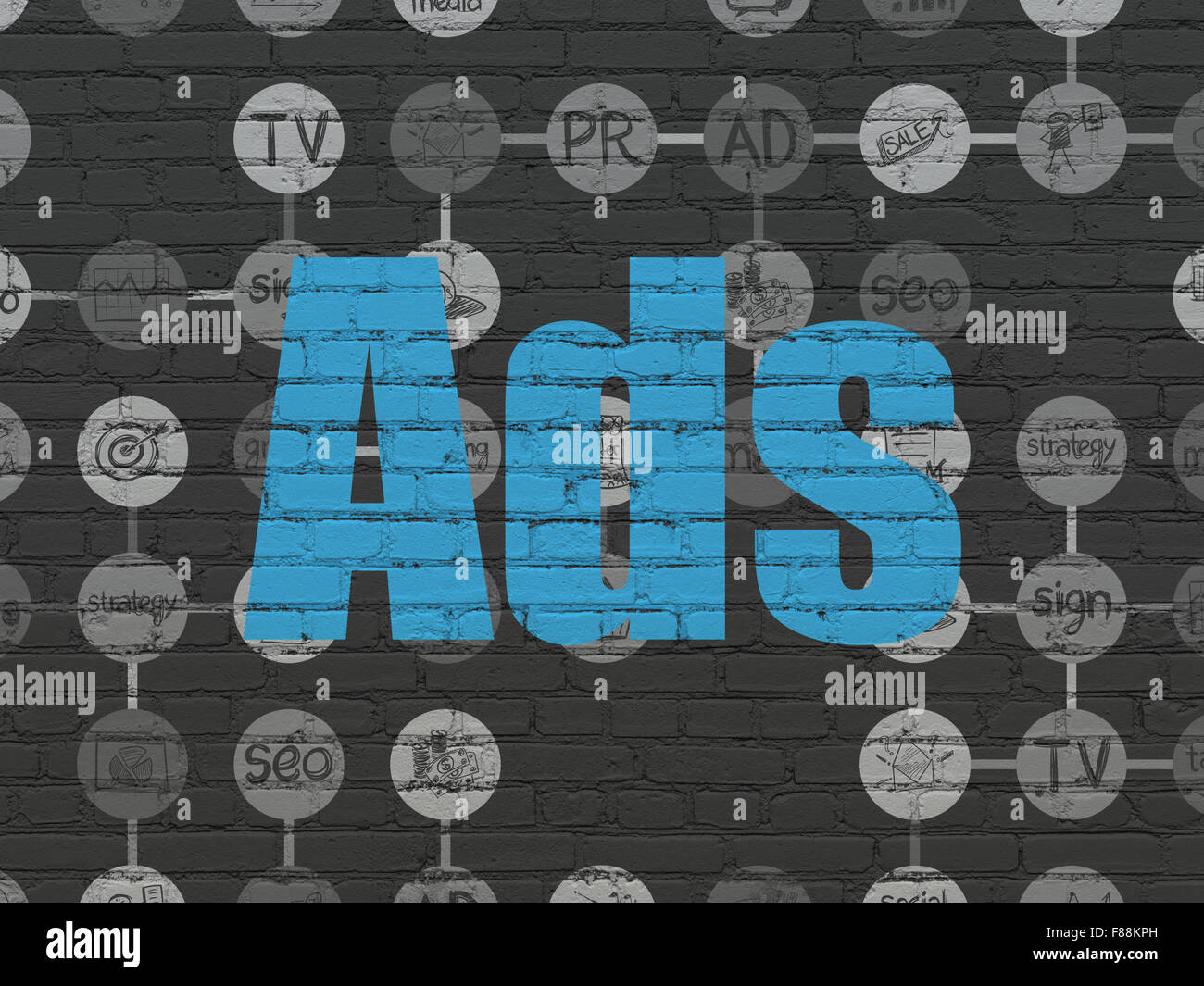 Advertising concept: Ads on wall background Stock Photo - Alamy