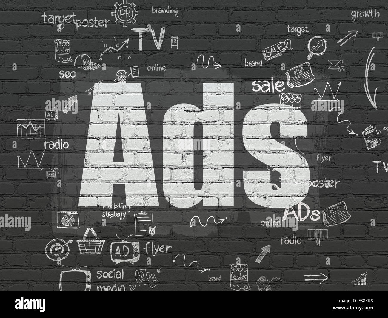 Advertising concept: Ads on wall background Stock Photo - Alamy