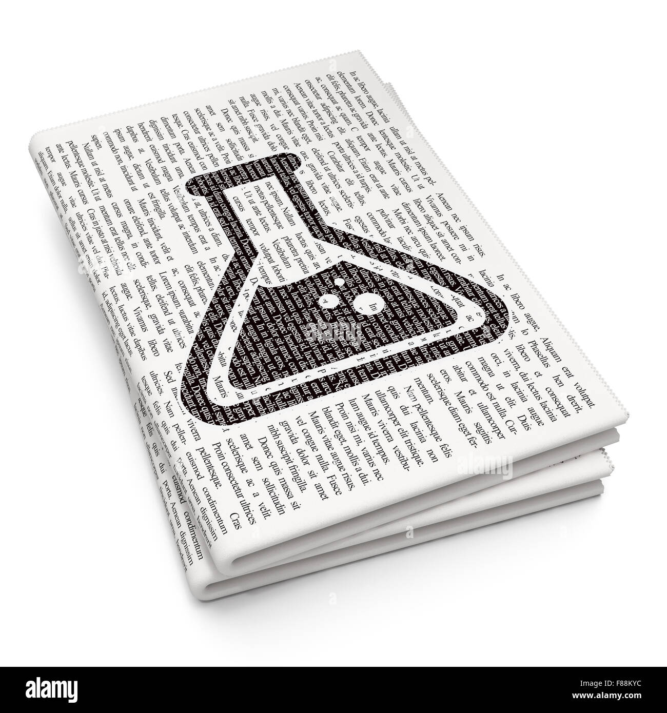 Science concept: Flask on Newspaper background Stock Photo - Alamy