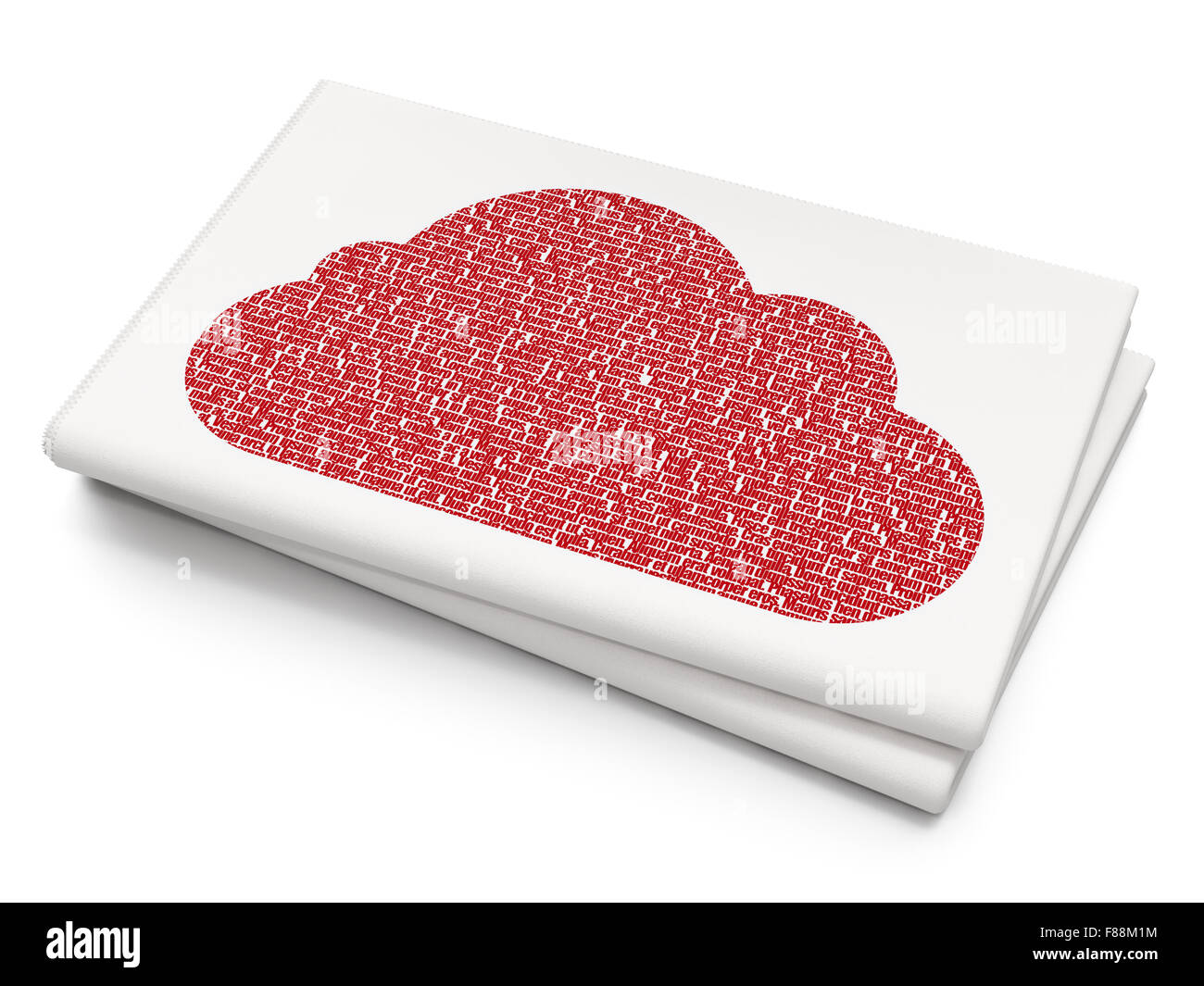 Cloud networking concept: Pixelated red Cloud icon on Blank Newspaper ...