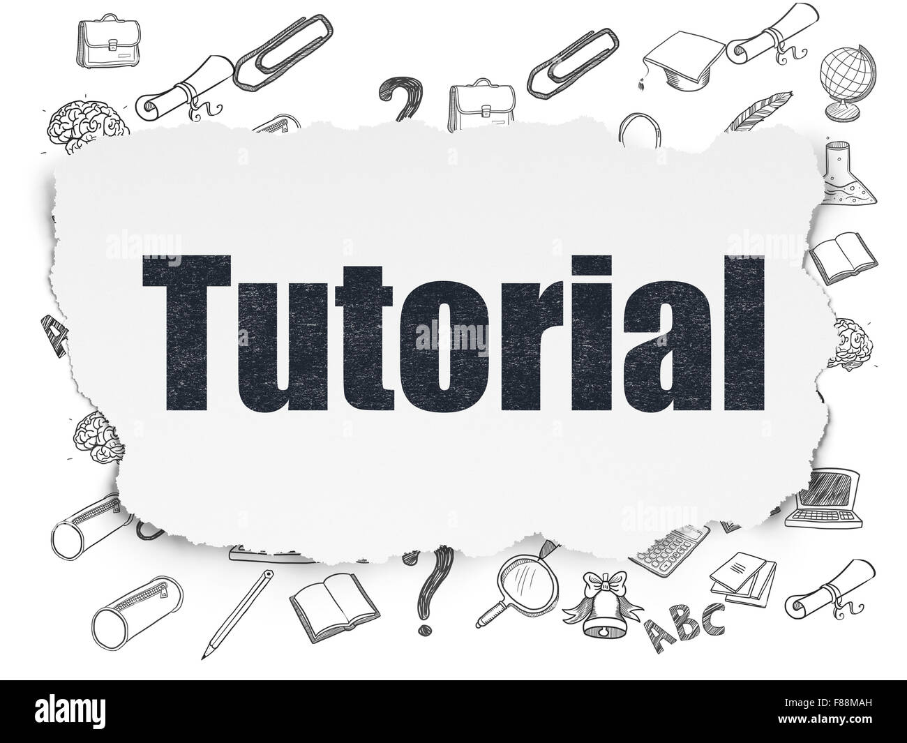 Learning concept: Tutorial on Torn Paper background Stock Photo - Alamy