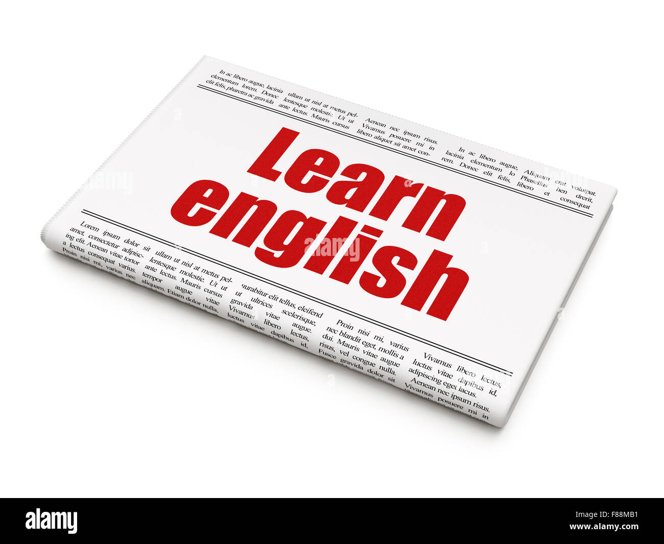 Learning concept: newspaper headline Learn English Stock Photo - Alamy