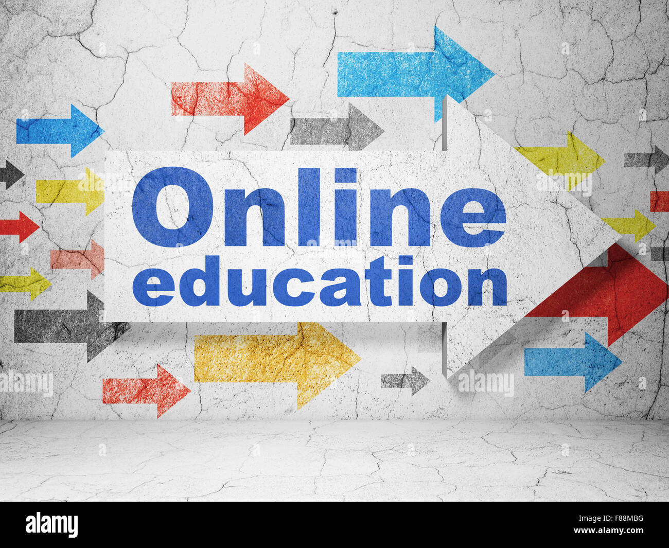 Learning concept: arrow with Online Education on grunge textured ...