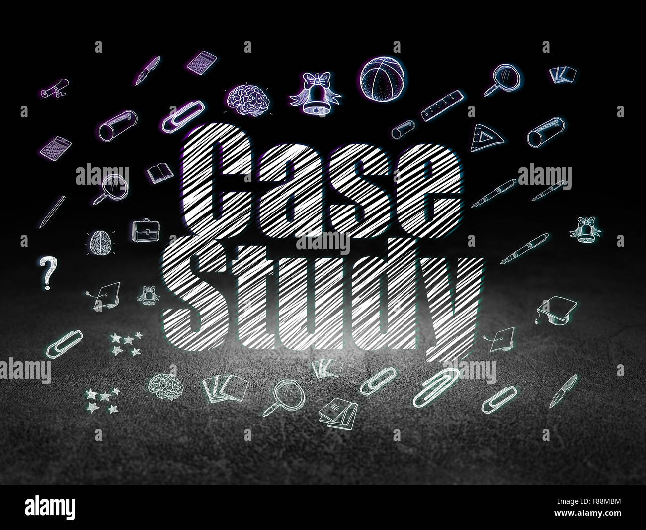 Learning concept: Case Study in grunge dark room Stock Photo - Alamy