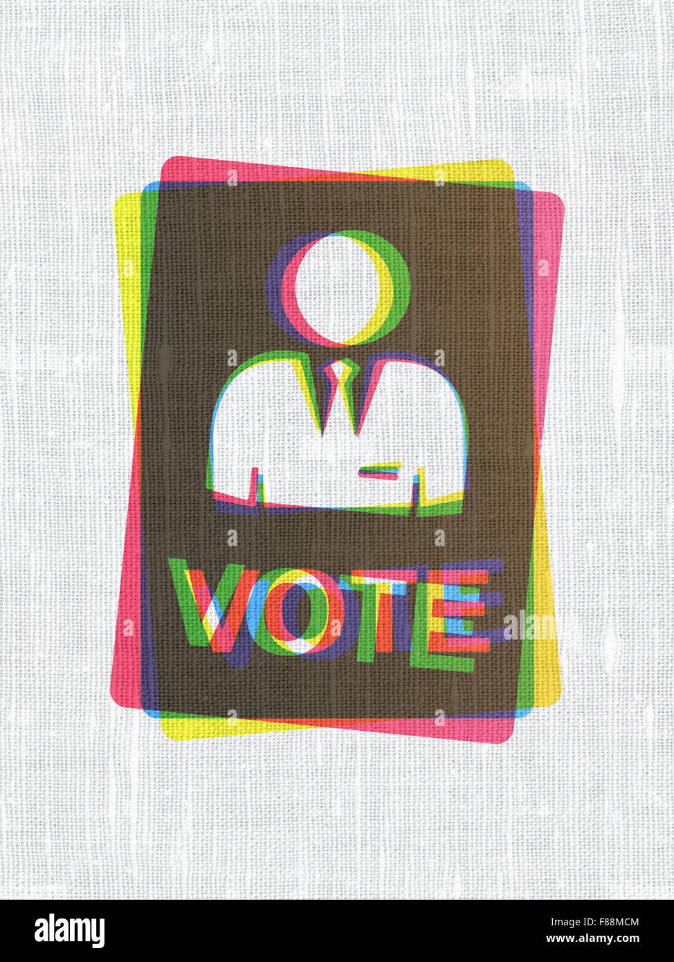 Politics concept: CMYK Ballot on linen fabric texture background Stock ...
