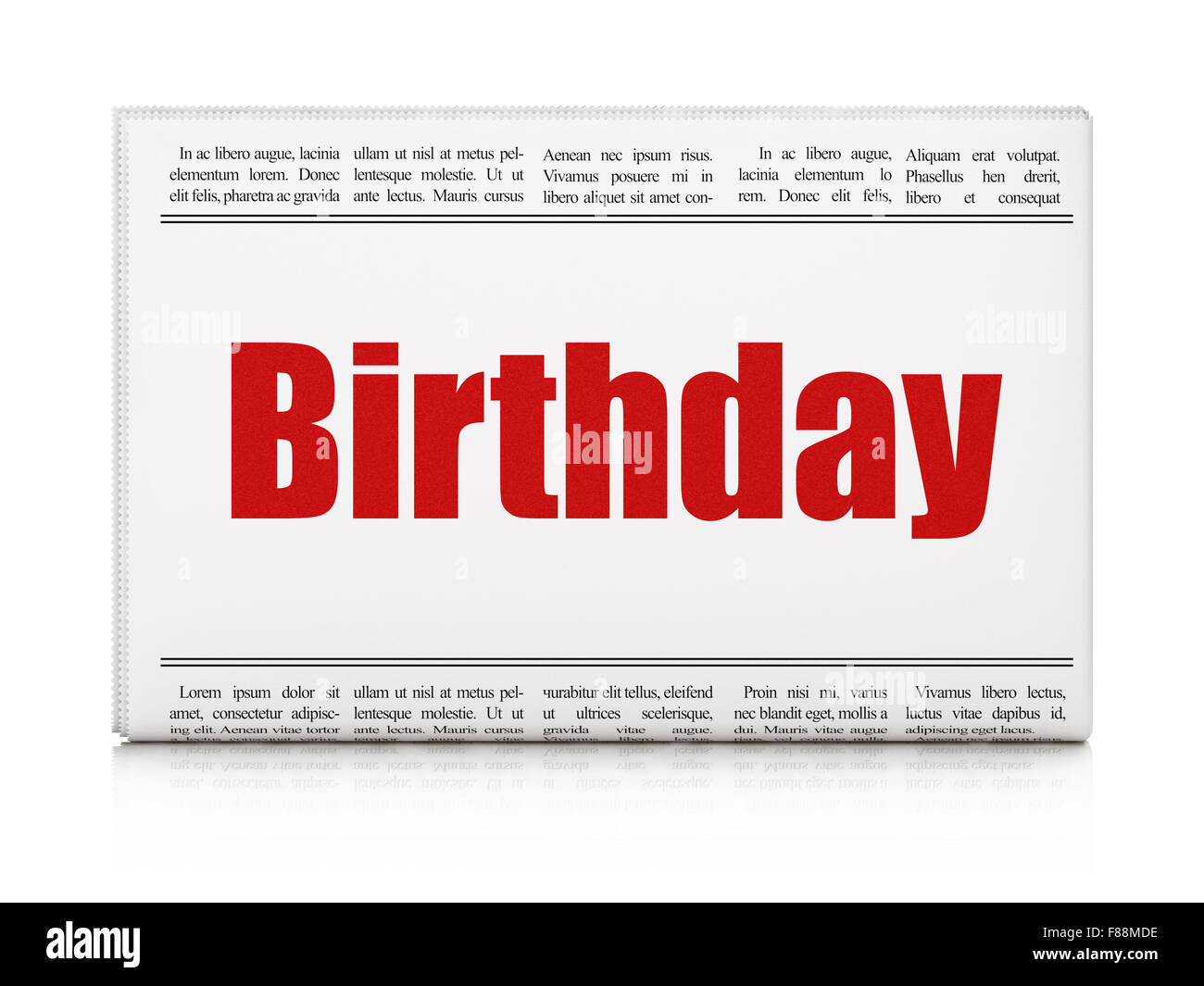 Entertainment, concept: newspaper headline Birthday Stock Photo - Alamy