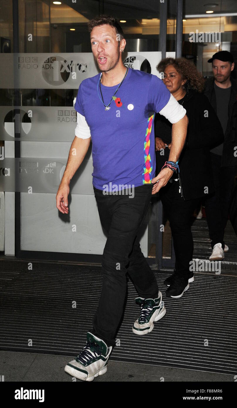 Coldplay singer Chris Martin leaving the BBC Radio 1 studios. The band ...