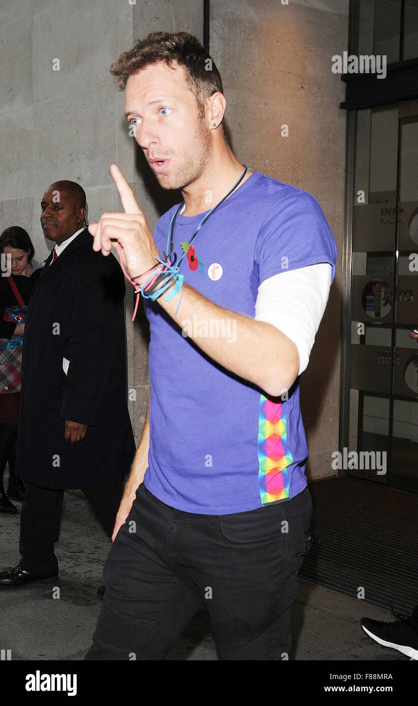 Coldplay singer Chris Martin leaving the BBC Radio 1 studios. The band ...