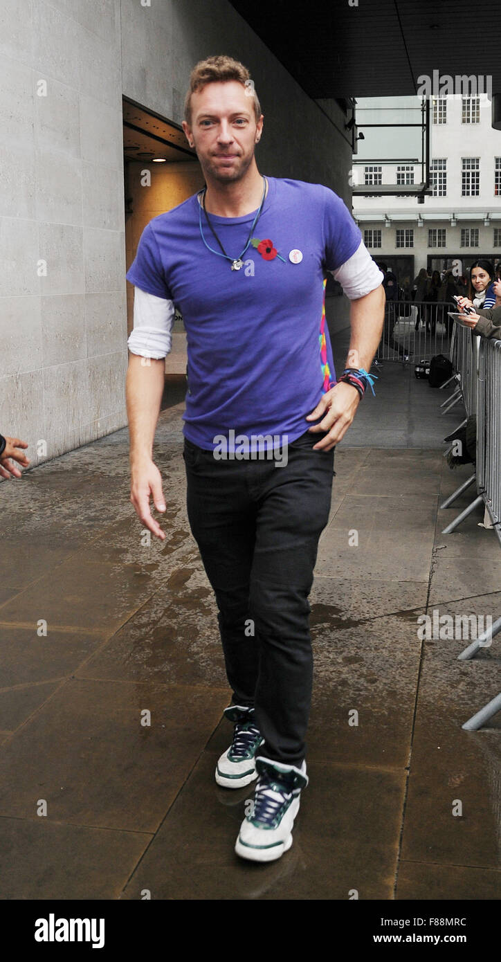 Coldplay singer Chris Martin leaving the BBC Radio 1 studios. The band ...