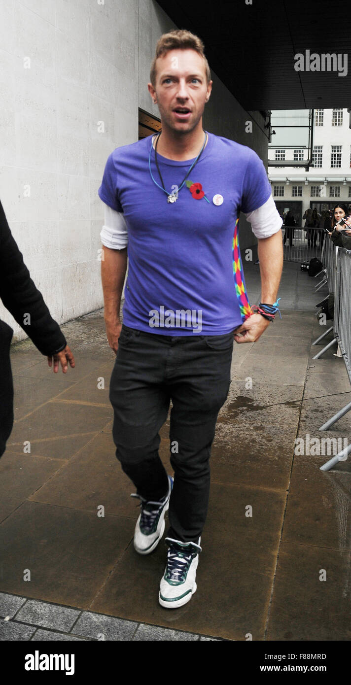 Coldplay singer Chris Martin leaving the BBC Radio 1 studios. The band ...