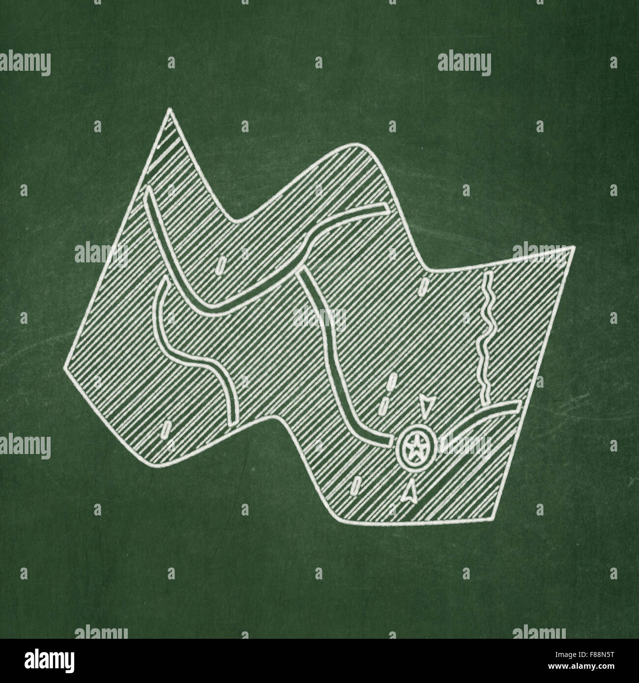 Tourism concept: Map on chalkboard background Stock Photo - Alamy