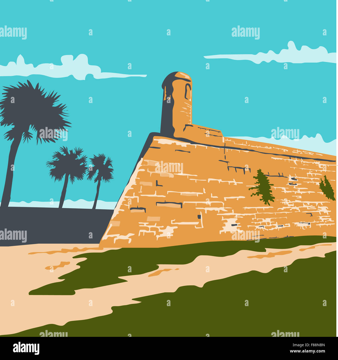 St augustine settlement illustration hi-res stock photography and ...