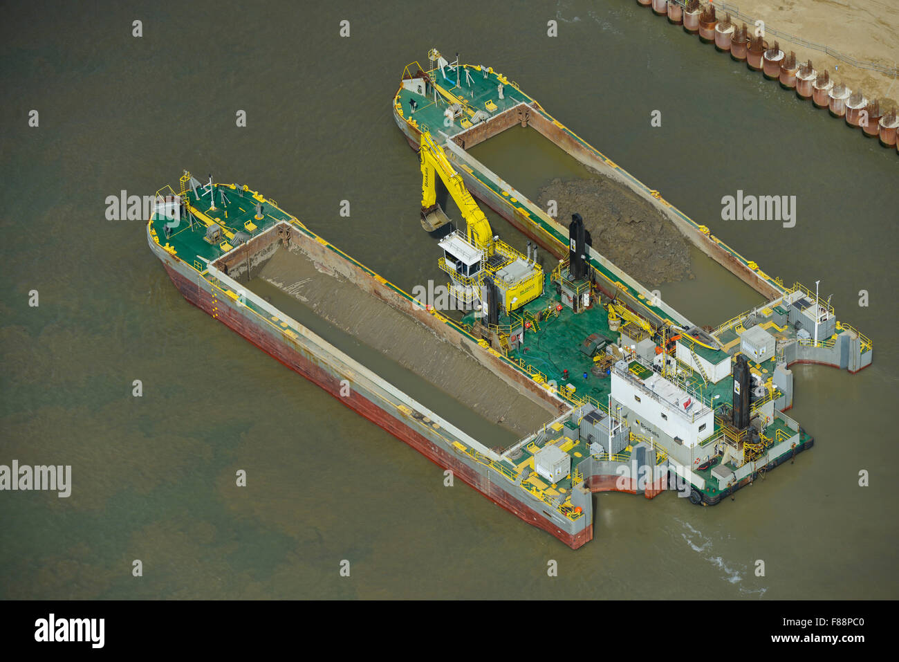 An aerial view of dredging operations being carried out in Harwich Harbour Stock Photo - Alamy