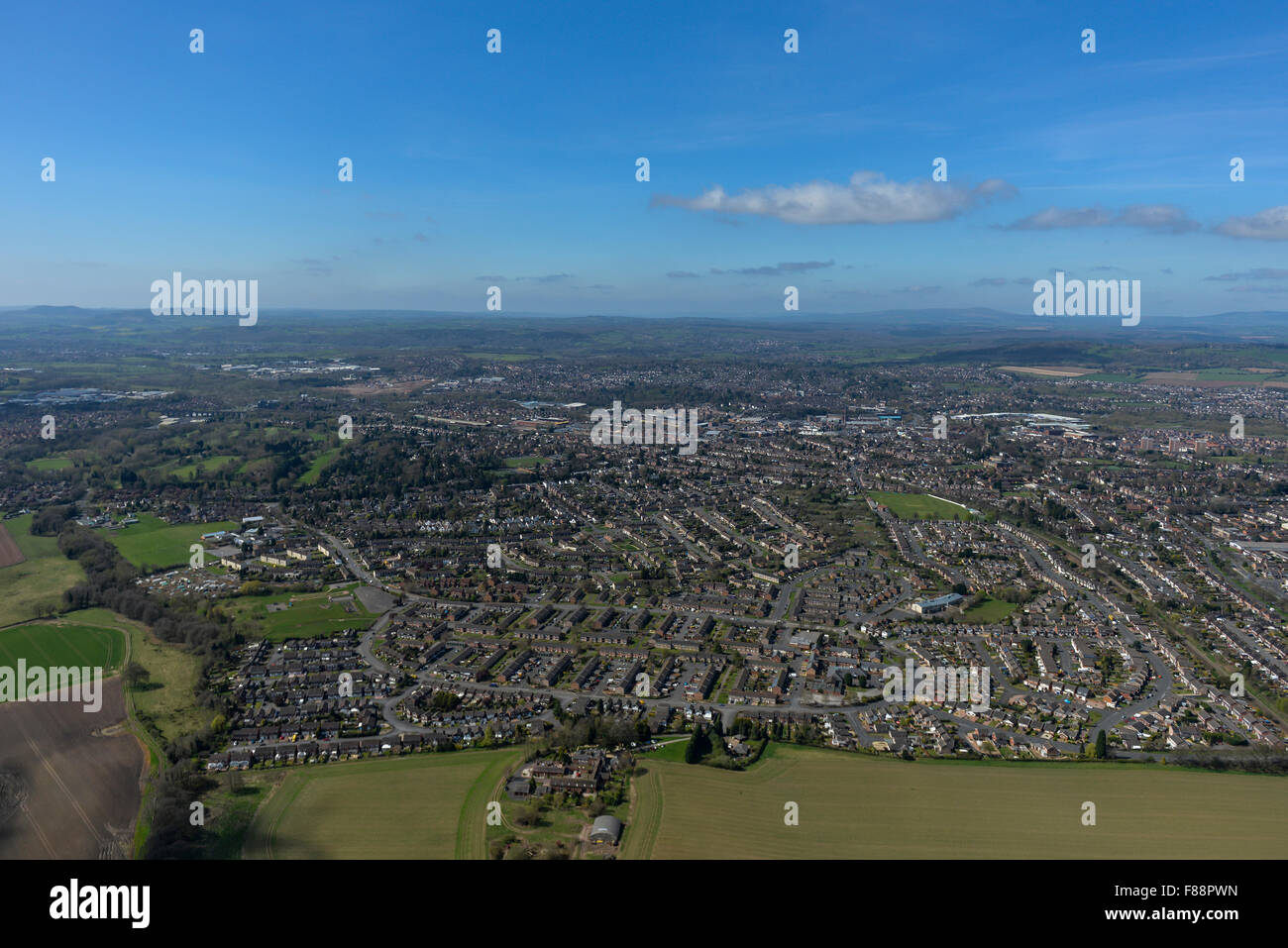 An aerial view of the Worcestershire town of Kidderminster Stock Photo ...
