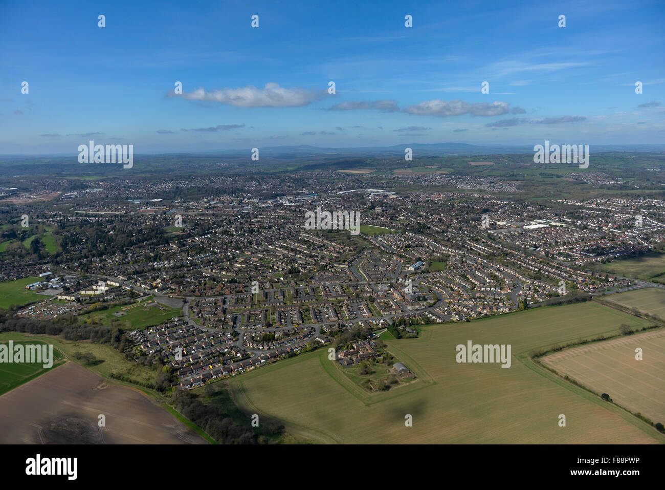 An aerial view of the Worcestershire town of Kidderminster Stock Photo ...